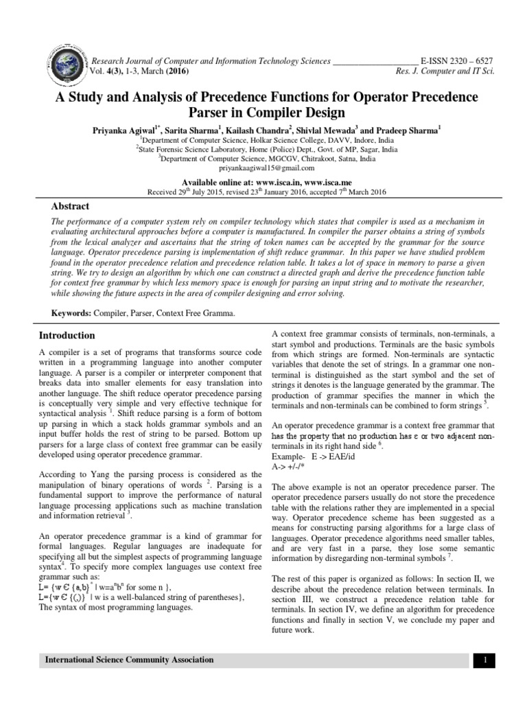 A Study and Analysis of Precedence Funct PDF | PDF | Parsing | Programming Language