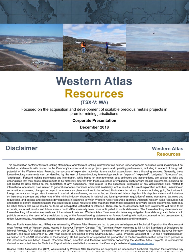 Western Atlas Resources December 2018 2 | PDF | Risk | Gold
