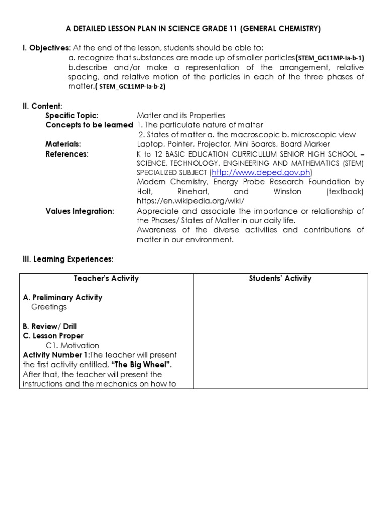 STEM - GC11MP Ia B 1) | PDF | Matter | Gases