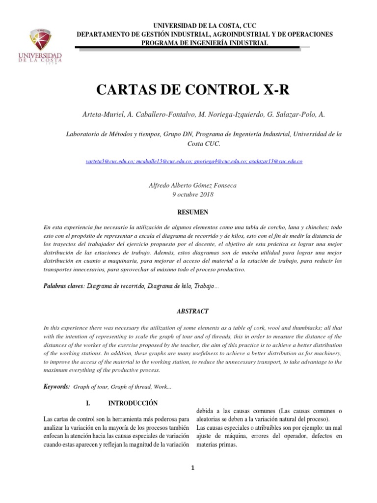 Grafico X-R | Descargar gratis PDF | Estadísticas | Desviación Estándar
