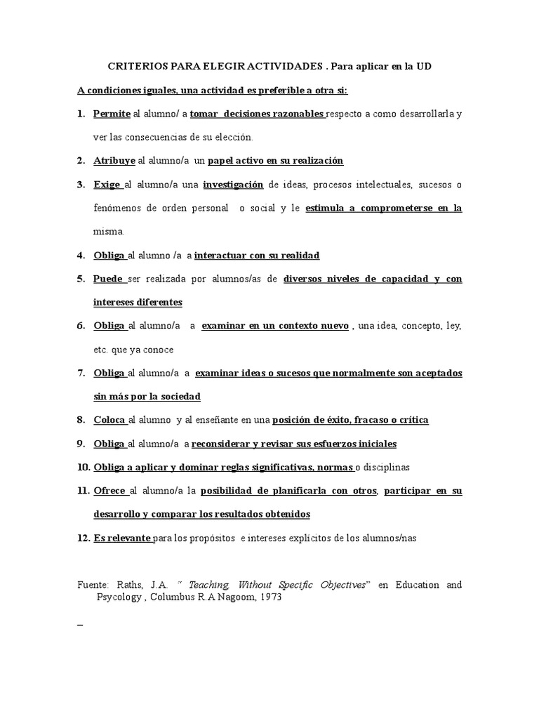 Criterios de Raths | PDF | Cognición | Epistemología