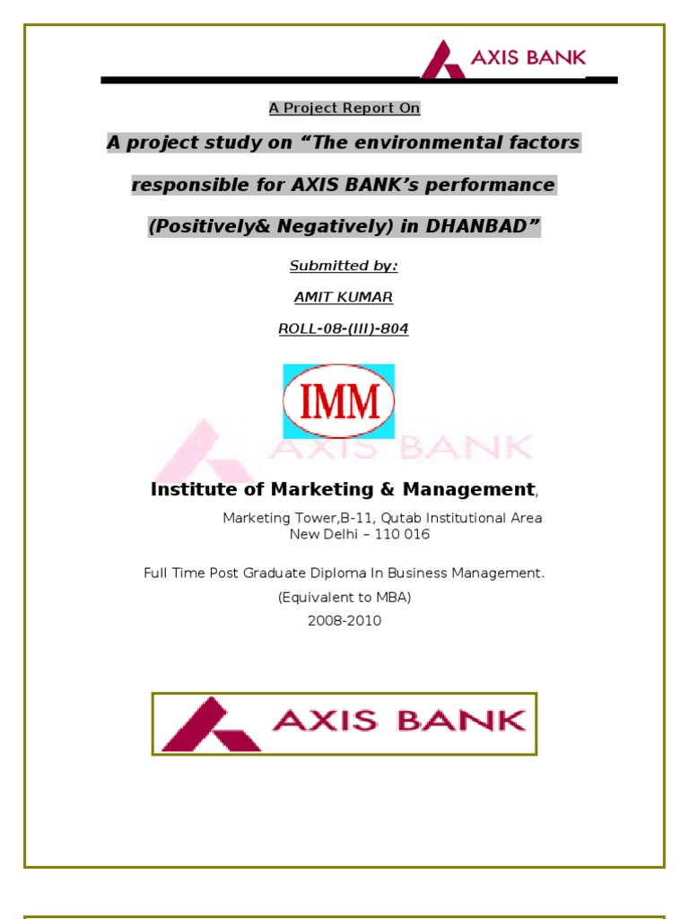 Axis Bank Report | PDF | Banks | Foreign Direct Investment