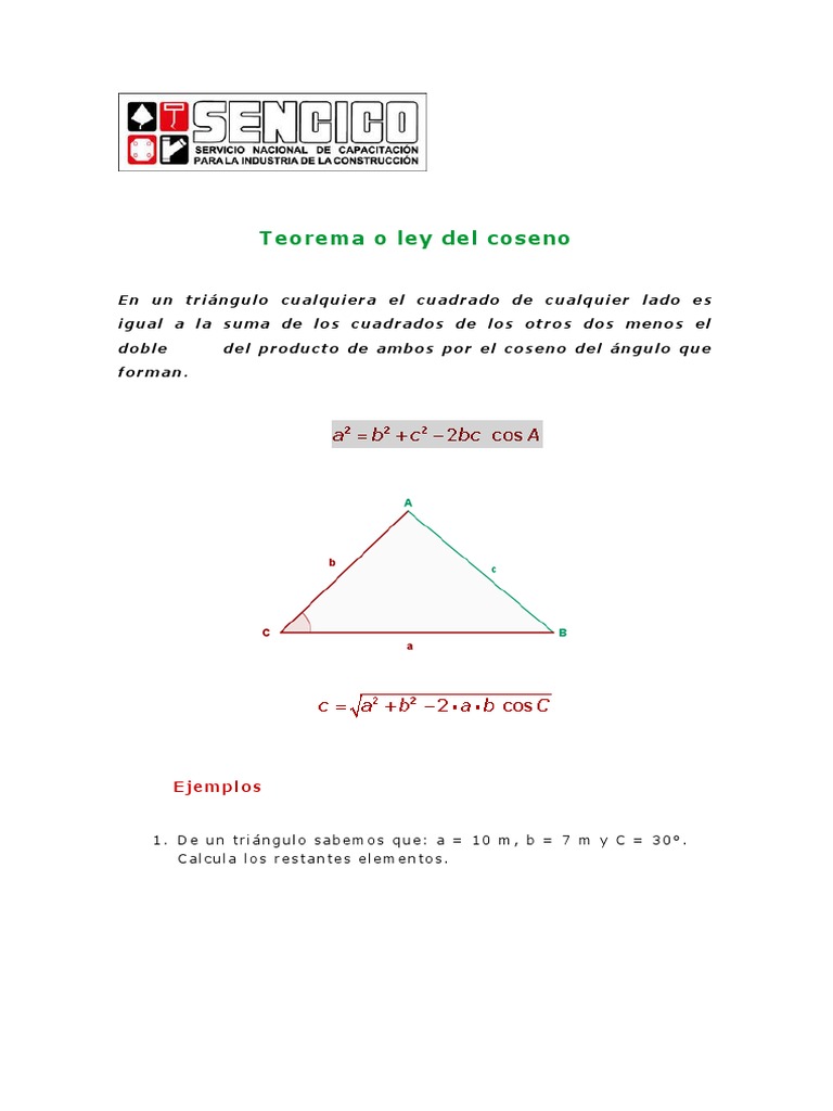 Teorema o Ley Del Coseno | PDF