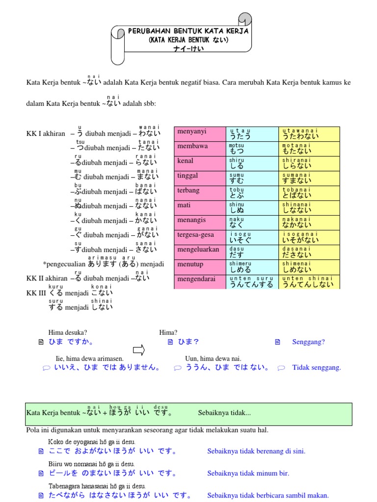 Kata Kerja Bentuk NAI | PDF