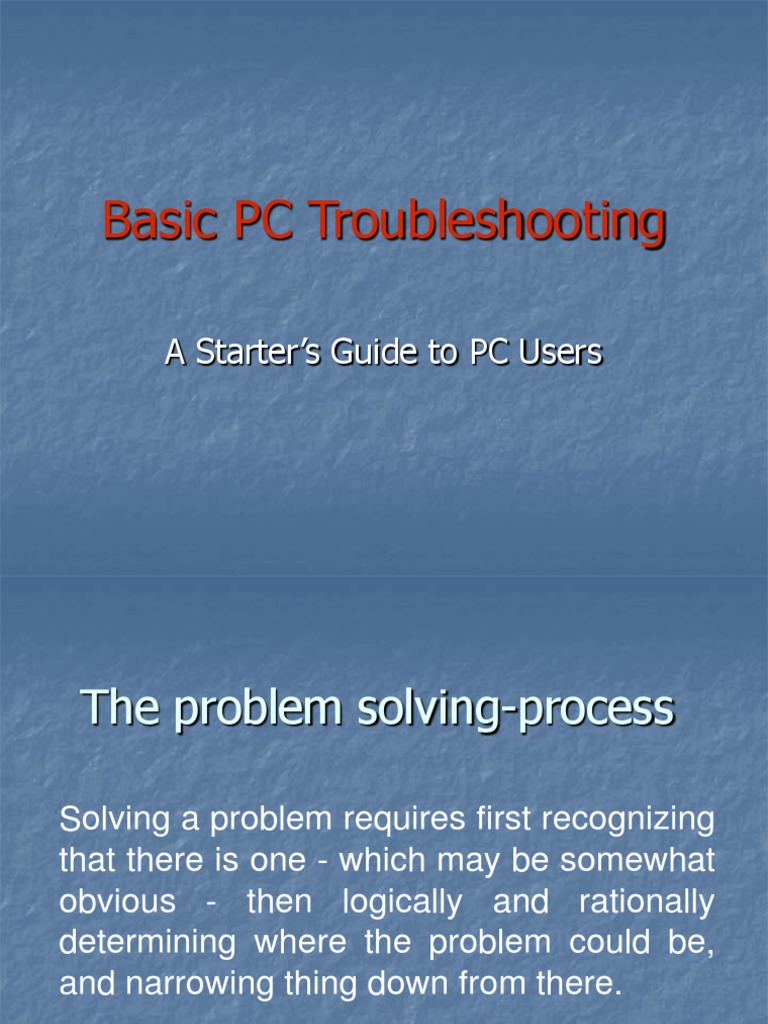 Basic PC Troubleshooting: A Starter's Guide To PC Users | PDF | Bios ...