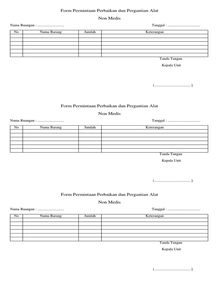 Form Permintaan Perbaikan Dan Pergantian Alat Abu | PDF | Komputer ...