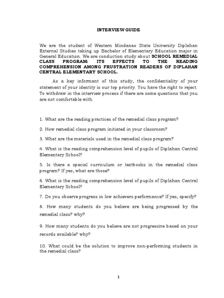Interview Guide - Mai | PDF | Reading Comprehension | Curriculum
