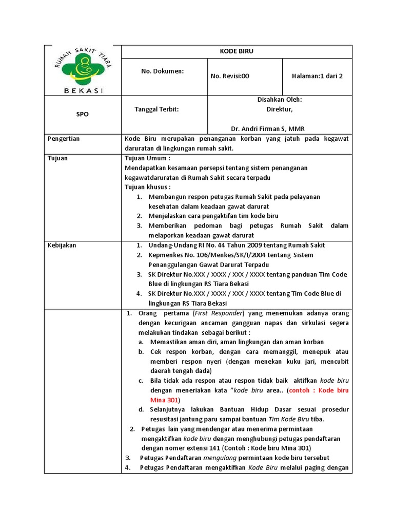 Spo Aktivasi Code Blue | PDF | Pengembangan Diri | Sains & Matematika