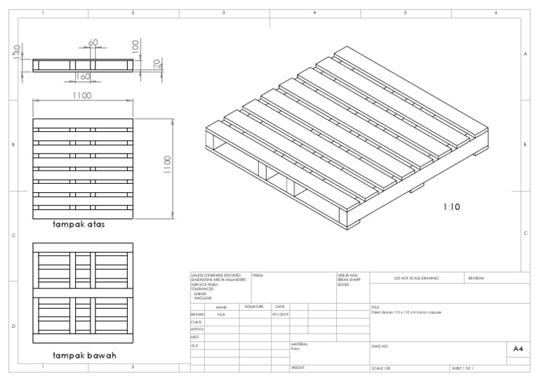 Palet Kayu Drawing Solidworks | PDF