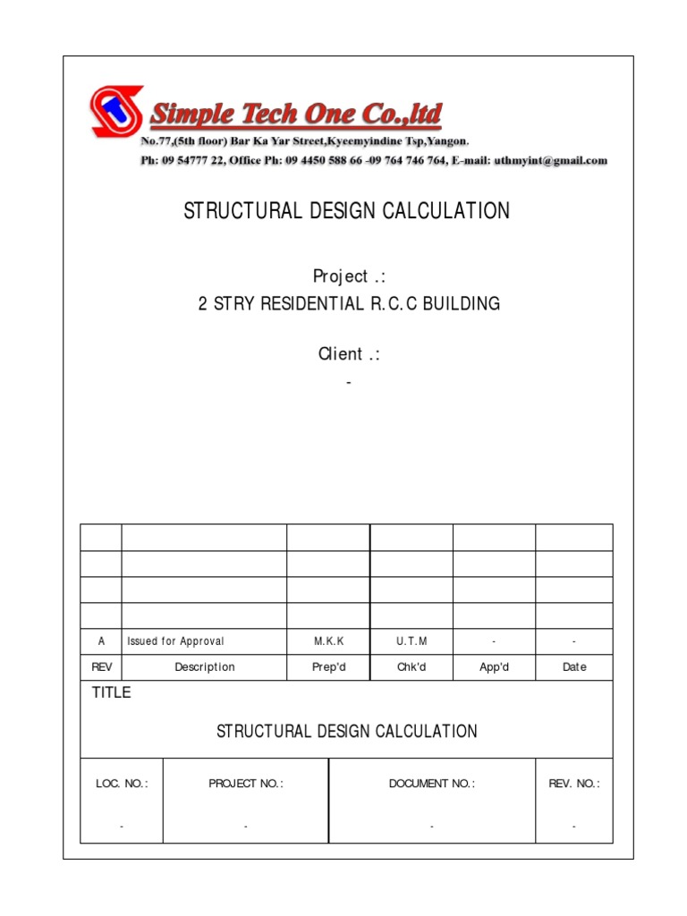 Structural Design Calculation: 2 Stry Residential R.C.C Building | PDF | Technology & Engineering