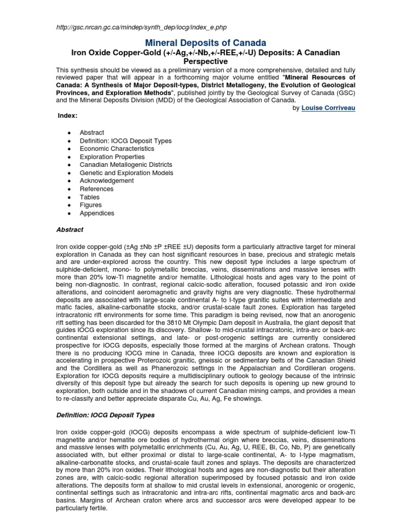 Depositos IOCG en Canada | PDF | Granite | Igneous Rock