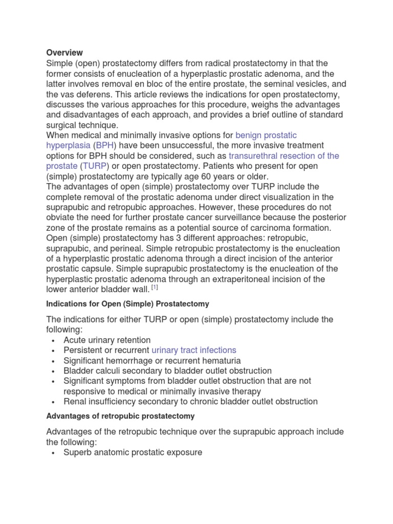Benign Prostatic Hyperplasia BPH Transurethral Resection of The ...
