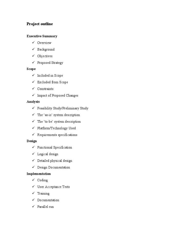 Project Outline: Executive Summary | Download Free PDF | Scope ...