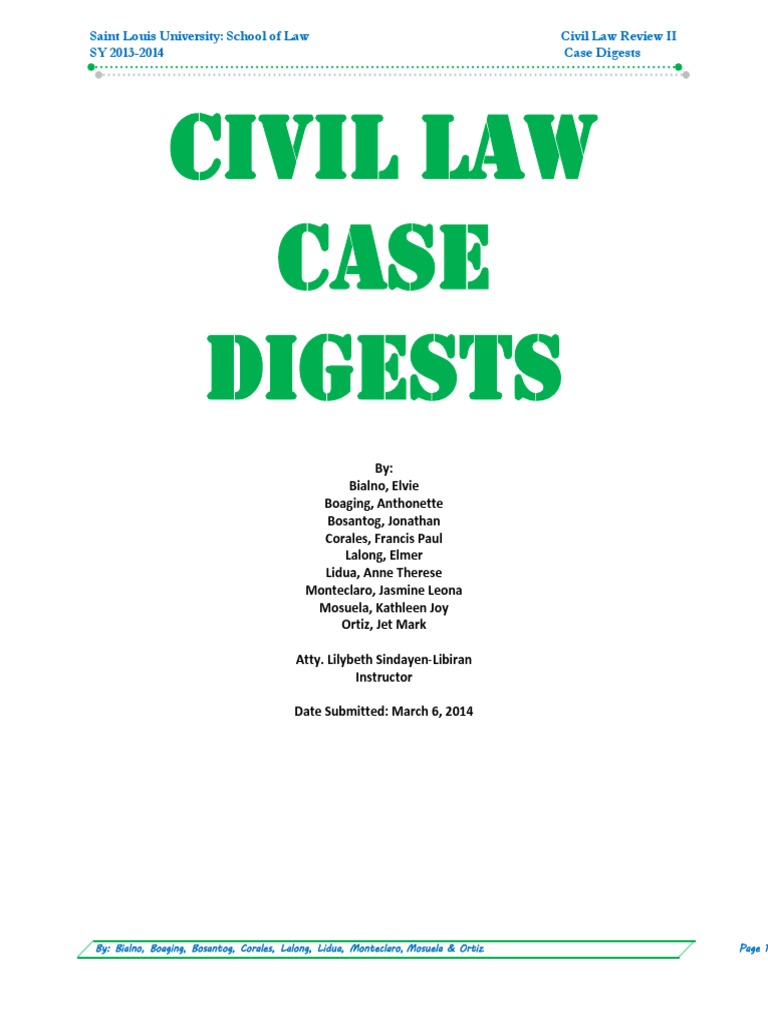 Civil Law Case Digest | PDF | Mortgage Law | Promissory Note