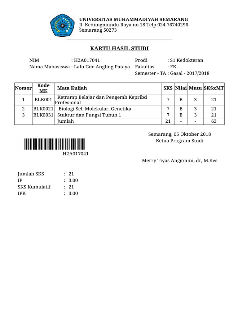 Siamus - Unimus.ac - Id Buatmhs Khs Cetak Khs Mhs - PHP | PDF