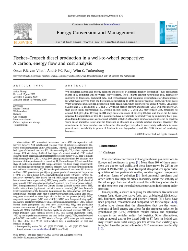 Energy Conversion and Management: Oscar P.R. Van Vliet, André P.C ...