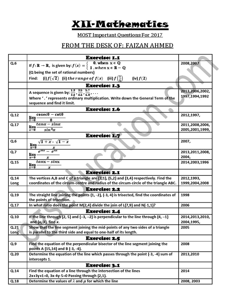 Important Mathematics Questions for Competitive Exams with Detailed ...