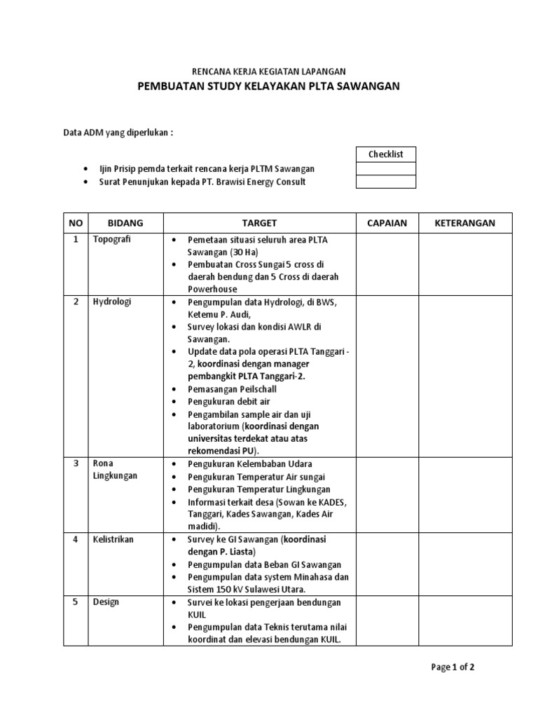 Rencana Kerja Kegiatan Lapangan | PDF