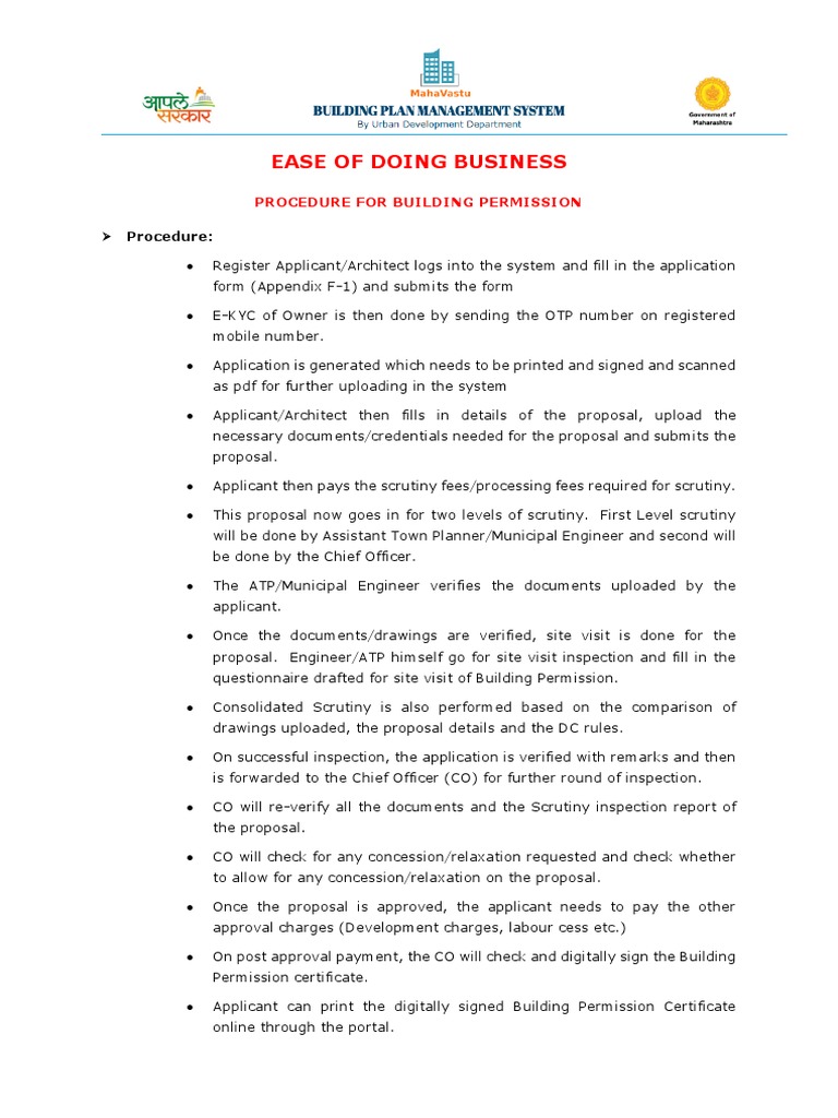 Procedure For Building Permission | PDF | Architect | Business