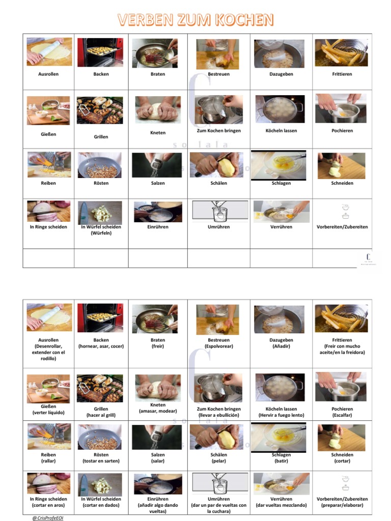 Wortschatz - Verben Zum Kochen | PDF | Cocinando | Preparación de ...