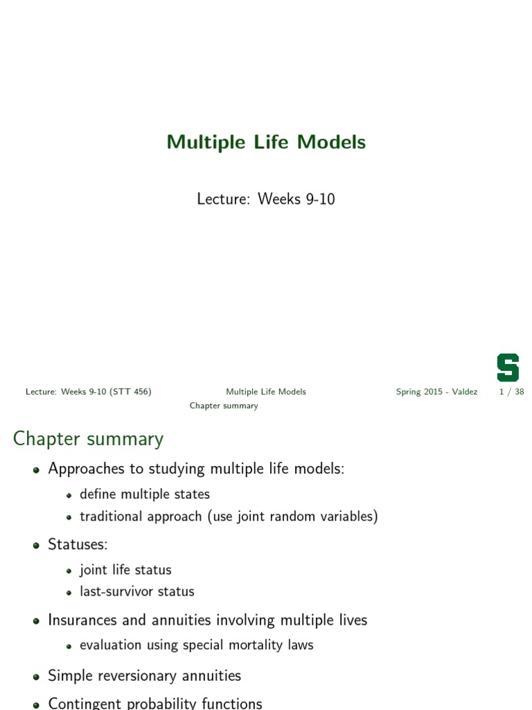 Multi Lives Model | PDF | Annuity (European) | Statistical Theory