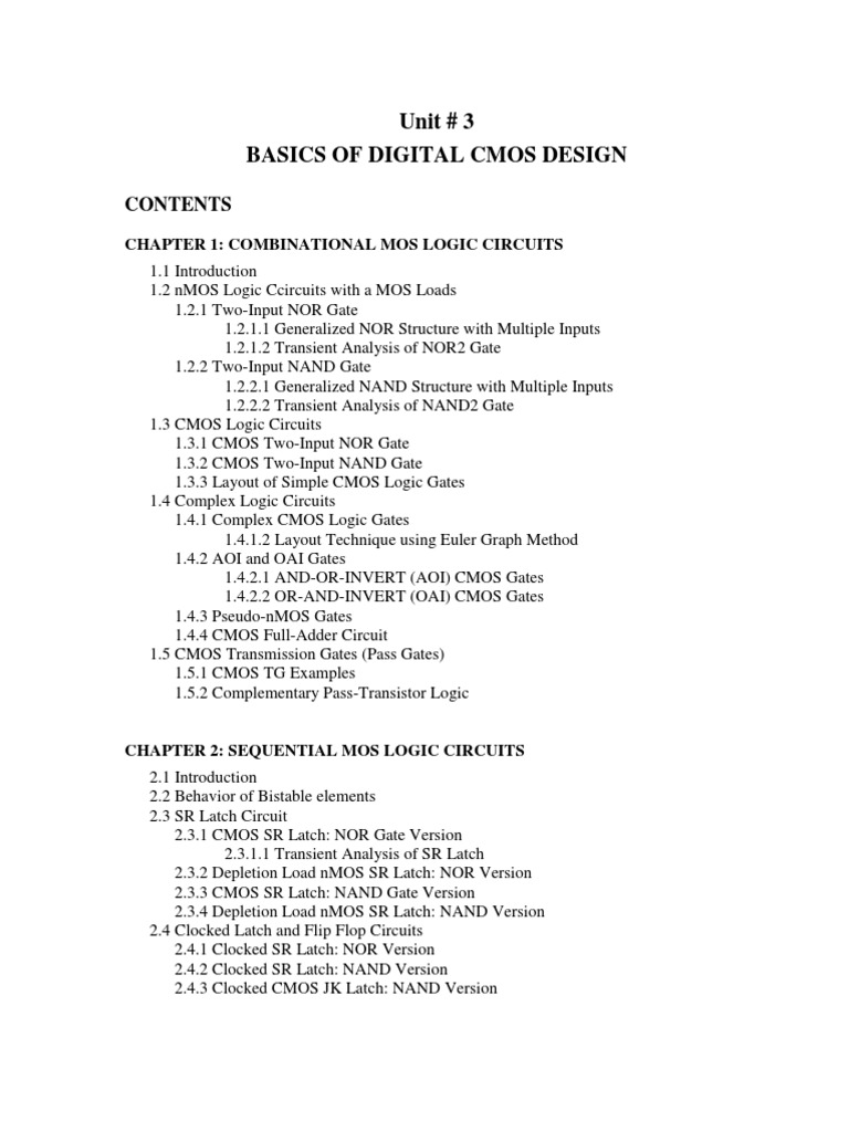 CMOS SR Latch Circuit Design | PDF | Cmos | Logic Gate