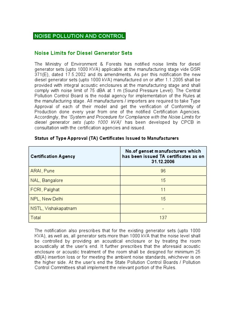 Noise Pollution Regulations and Monitoring | PDF | Noise | Vehicles