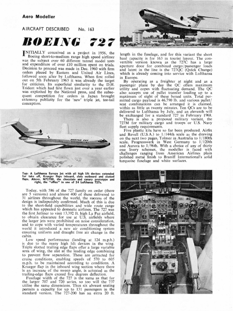 Boetng 727: Aero Modeller Aircraft Describedno.163 | PDF | Aircraft ...