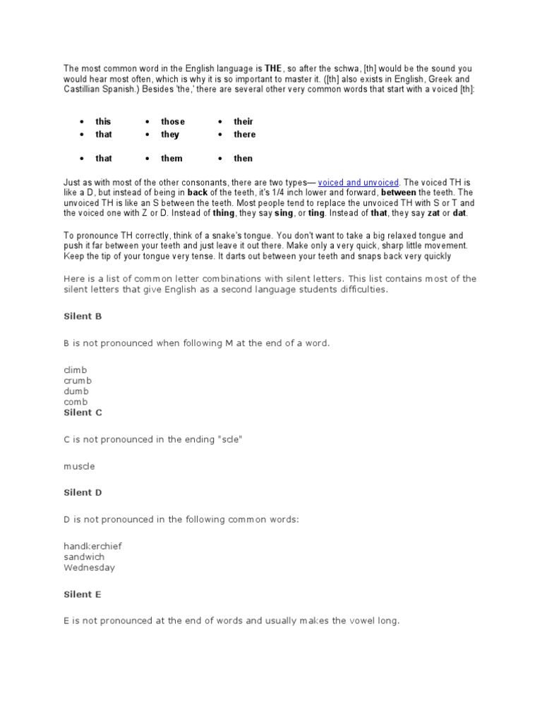 The Most Common Word in The English Language Is The | PDF | Stress ...