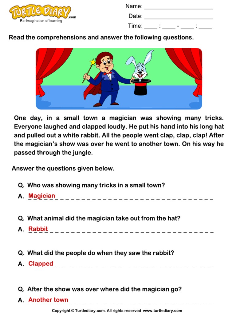 Answer Reading Comprehension Magician | PDF