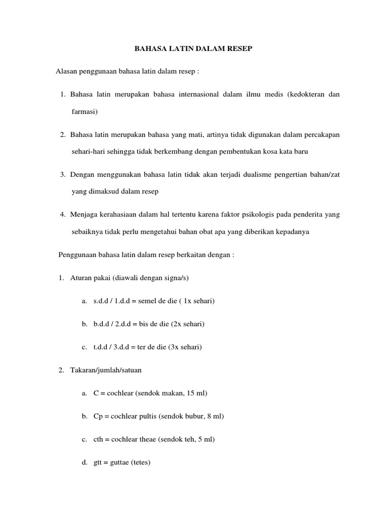 Bahasa Latin Dalam Resep | PDF