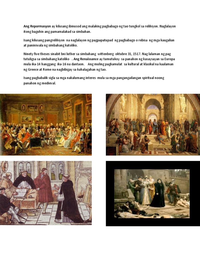 Ang Repormasyon Ay Kilusang Ibinusod Ang Malaking Pagbabago NG Tao ...