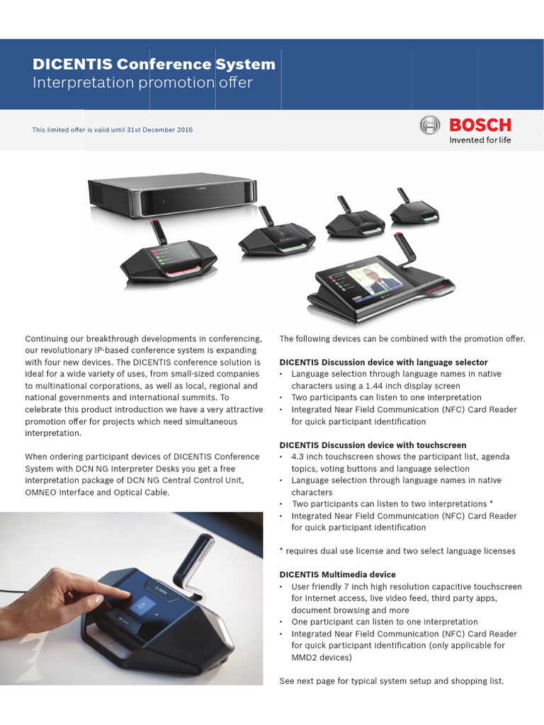 BOSCH DICENTIS Conference Interpretation Promo | PDF | Touchscreen ...
