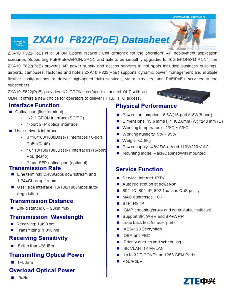 ZXA10 F822 PoE Datasheet | PDF | Computer Network | Telecommunications ...