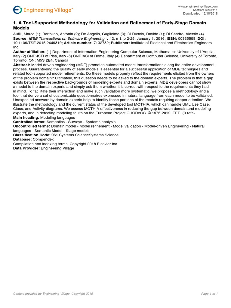 A Tool-Supported Methodology For Validation and Refinement of Early ...