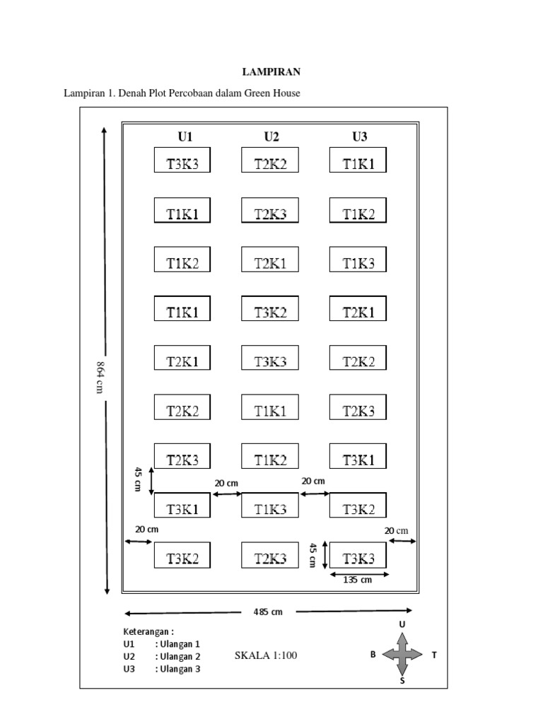 U3 U2 U1 U1: Lampiran 1. Denah Plot Percobaan Dalam Green House | PDF