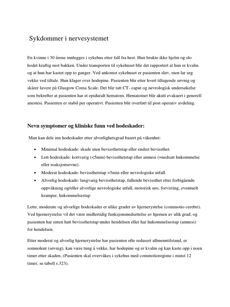 Sykdommer I Nervesystemet | PDF