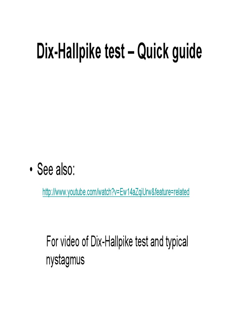 Dix Hallpike Test Quick Guide | PDF