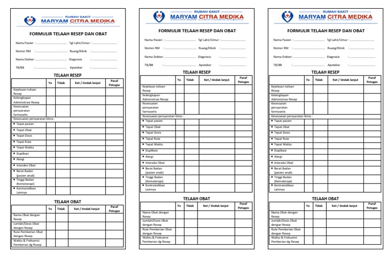 Form Telaah Resep | PDF