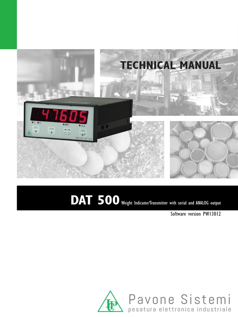 Technical Manual for the DAT 500 Weight Indicator/Transmitter with ...