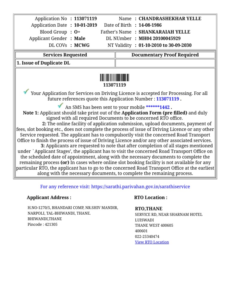 For Any Reference Visit: Https://sarathi - Parivahan.gov - In/sarathiservice | PDF | Driver's ...