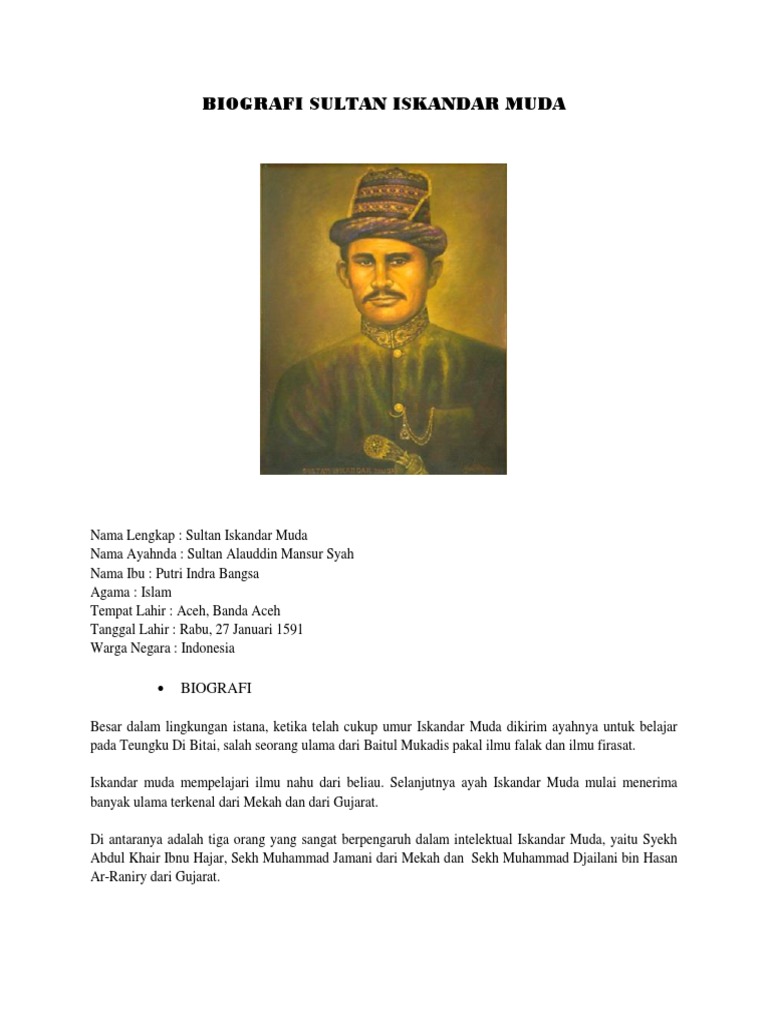 Biografi Sultan Iskandar Muda | PDF | Sejarah