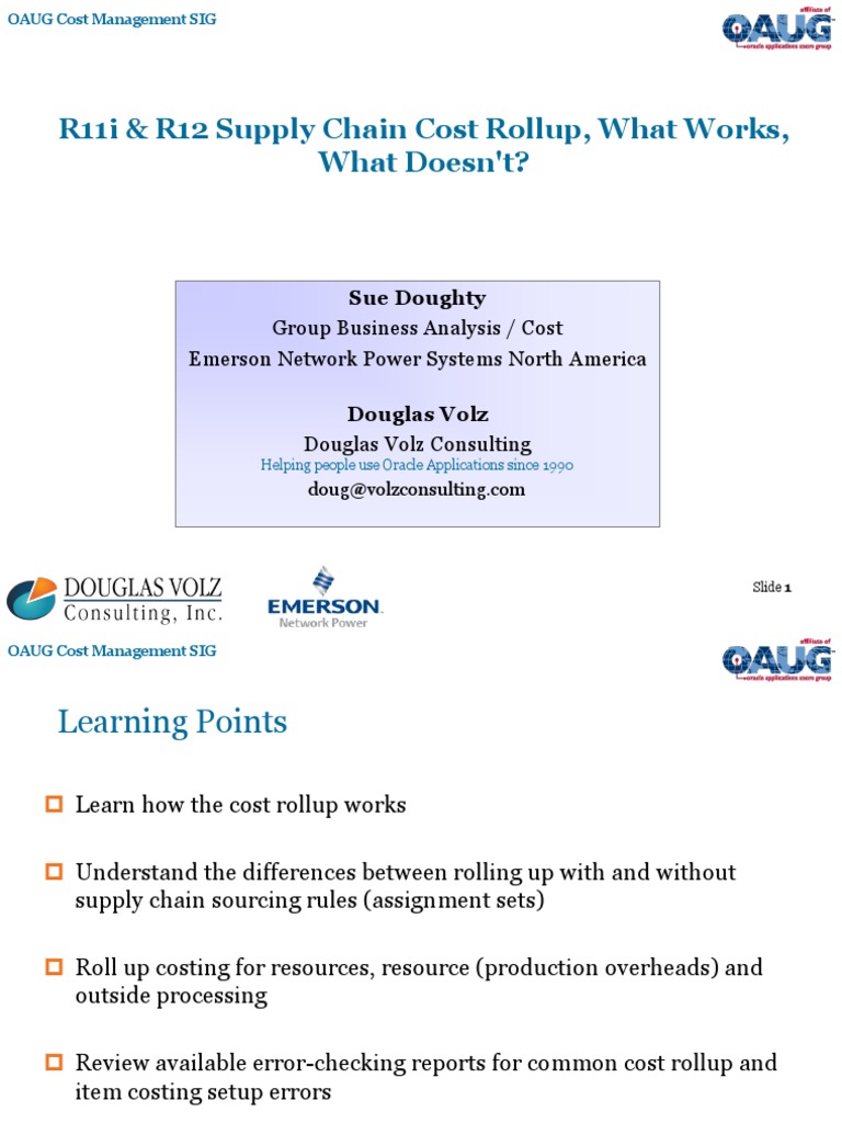Cost SIG May 2012 Cost Rollup v3 | PDF | Inventory | Menu