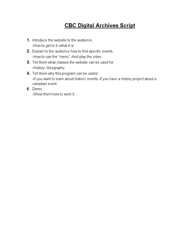 Tanner Grant - Digital Literacy Summative - Script Outline | PDF