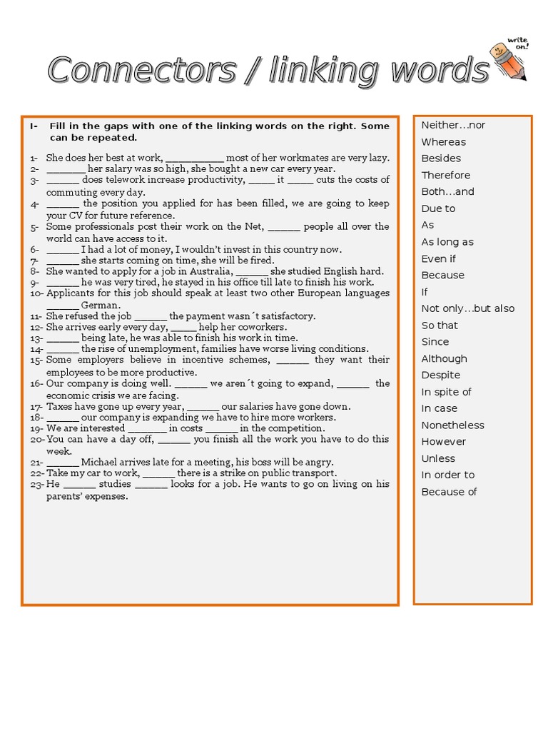 Connectors Linking Words | PDF | Employment | Salary