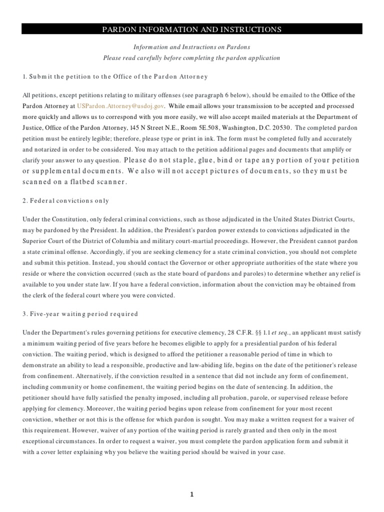 Procedure For Pardon | PDF | Pardon | United States Federal Probation ...