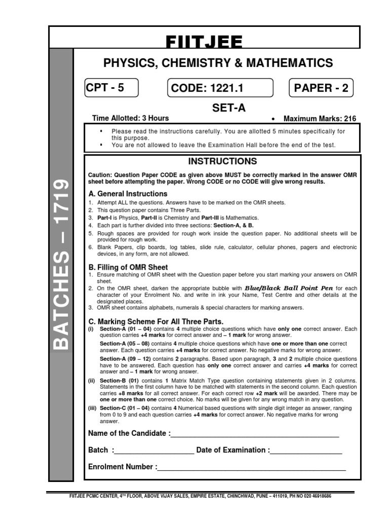 Fiitjee Phase-V Advance Paper | Download Free PDF | Capacitor ...