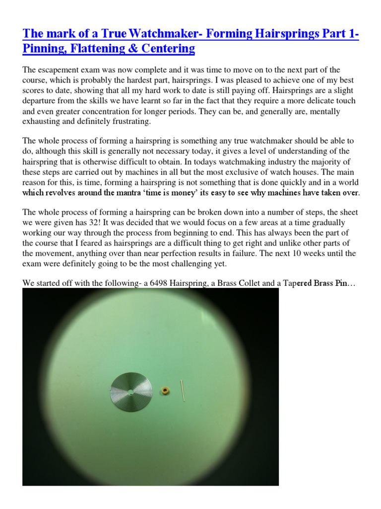 Hairspring | PDF | Mechanical Engineering | Nature