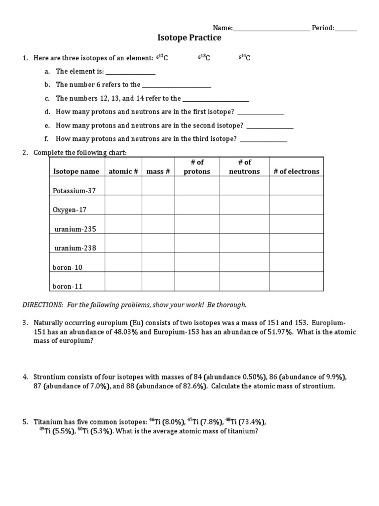 Isotope Practice | PDF | Isotope | Boron