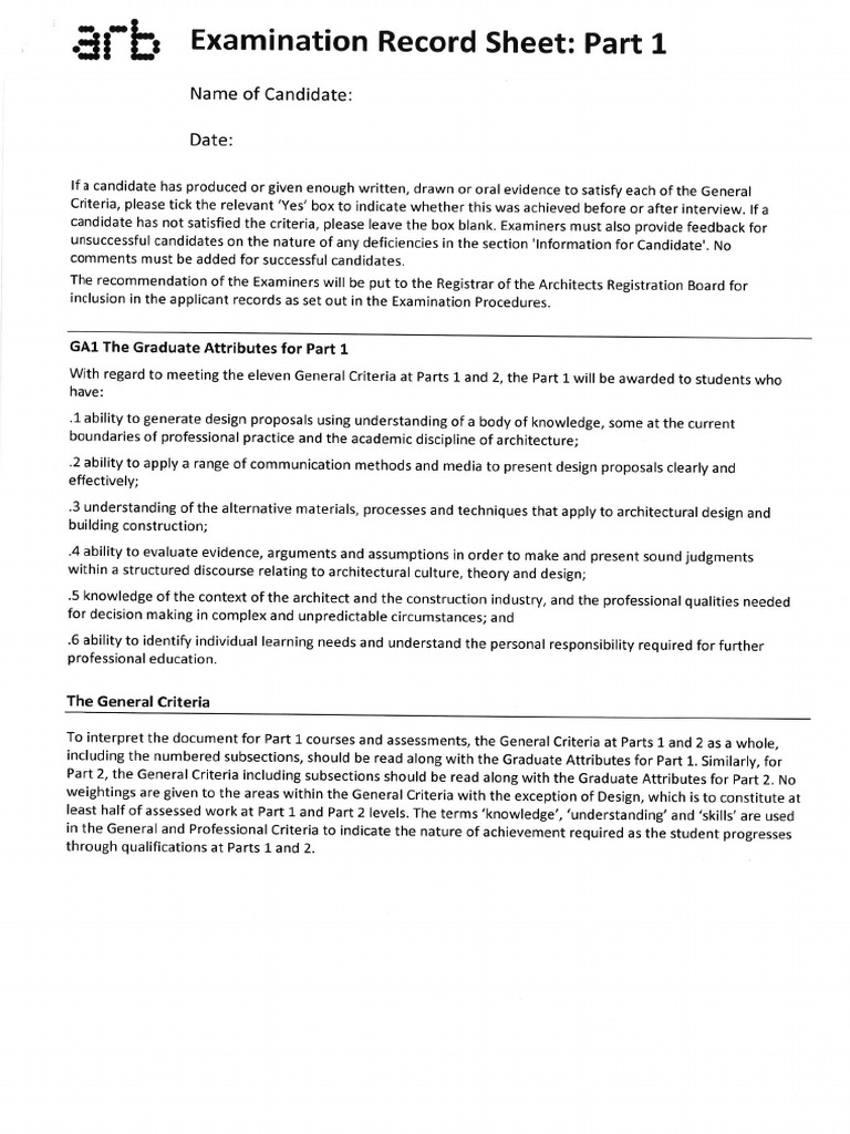 Examination Record Sheet | PDF